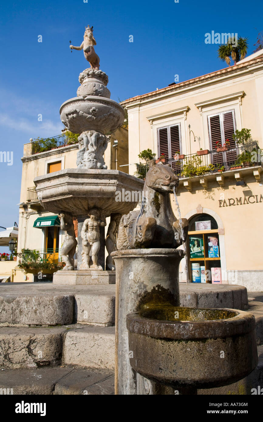 Centaur fountain at Piazza Duomo which is the emblem of the city of ...