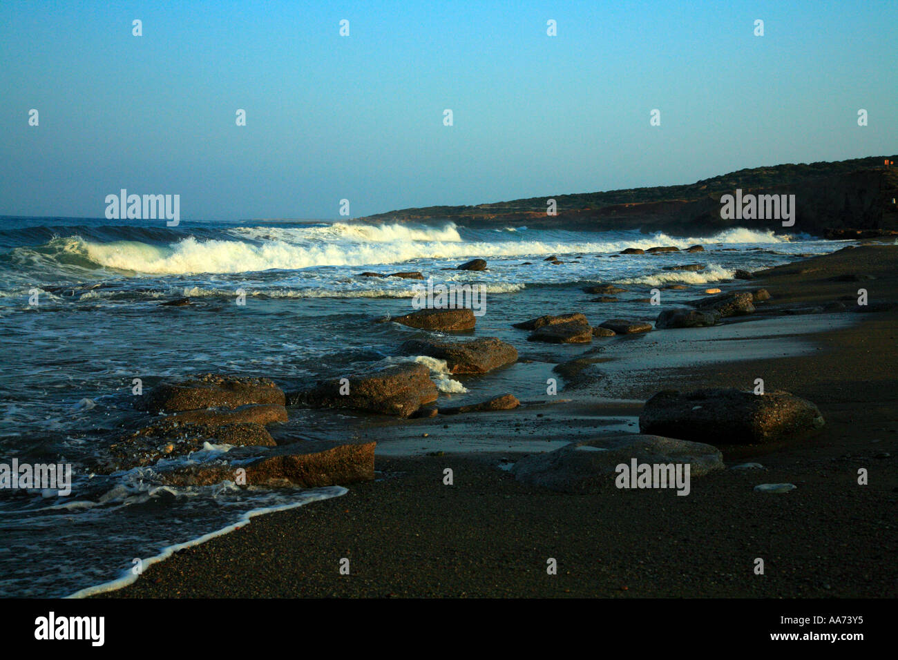 Dawn on Beach and Surf Akamas Peninsular Cyprus 6 Stock Photo - Alamy