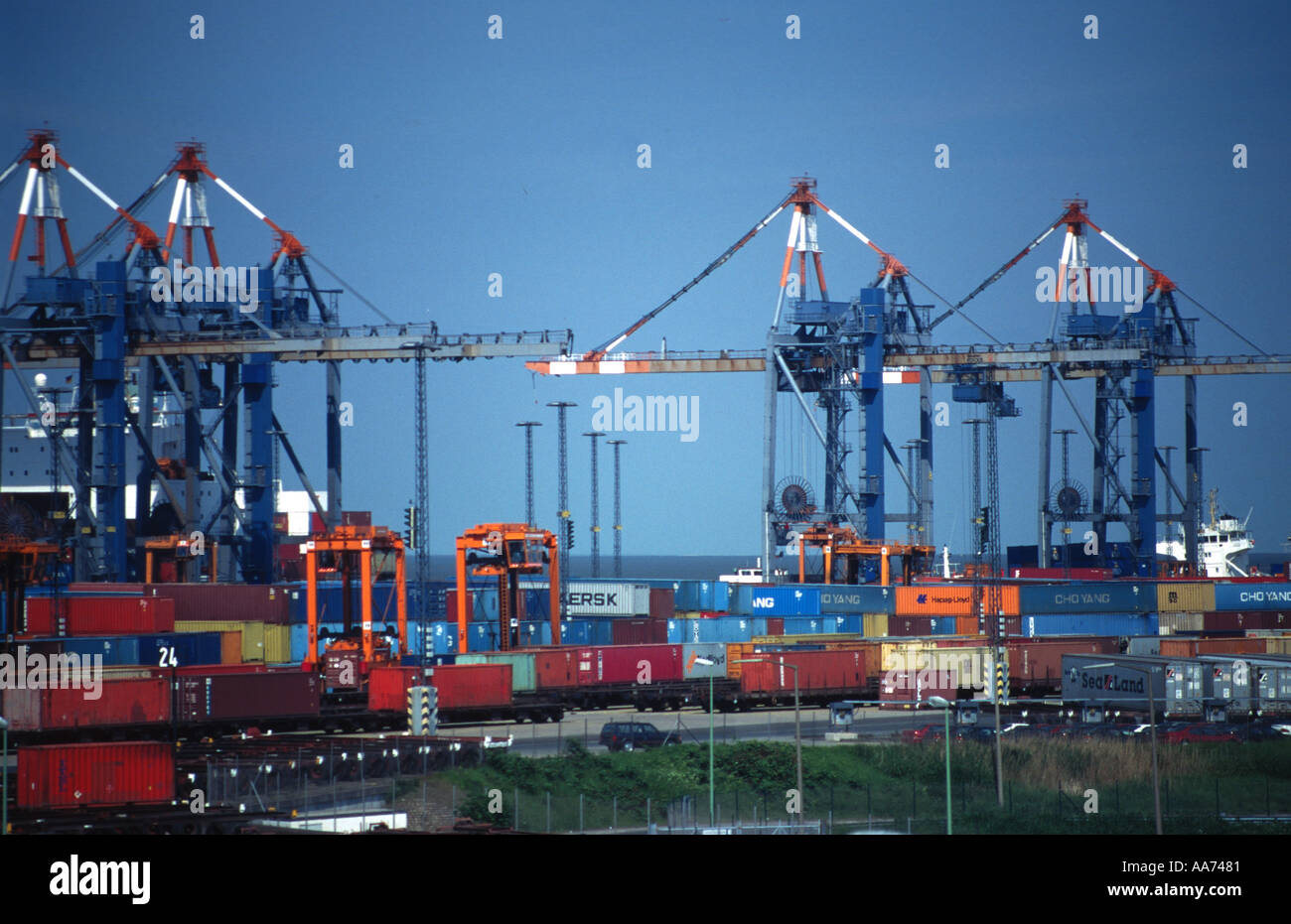 Germany Bremerhaven container harbour harbor Stock Photo - Alamy