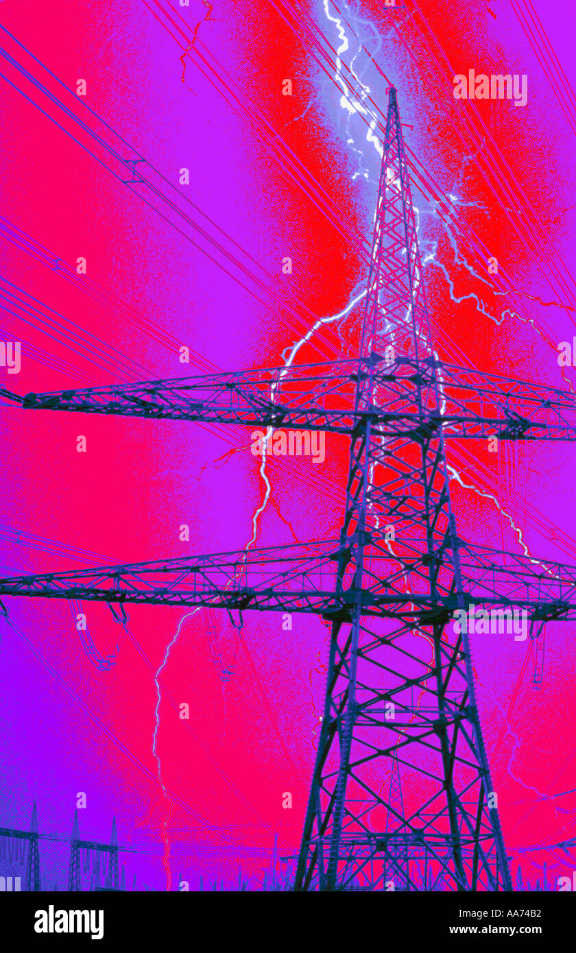 electrical current electricity effect of powerline flash high tech ...