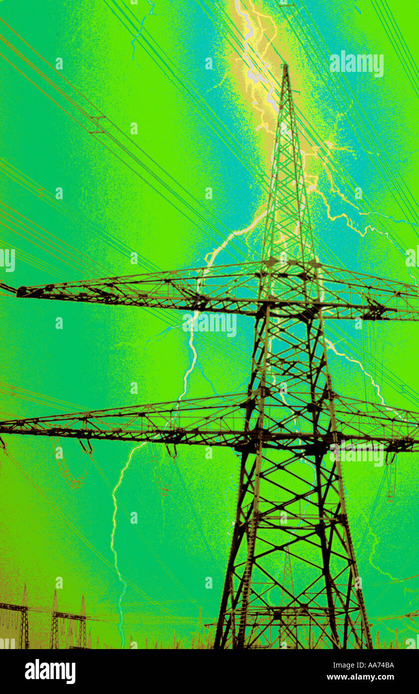 electrical current electricity effect of powerline flash high tech ...