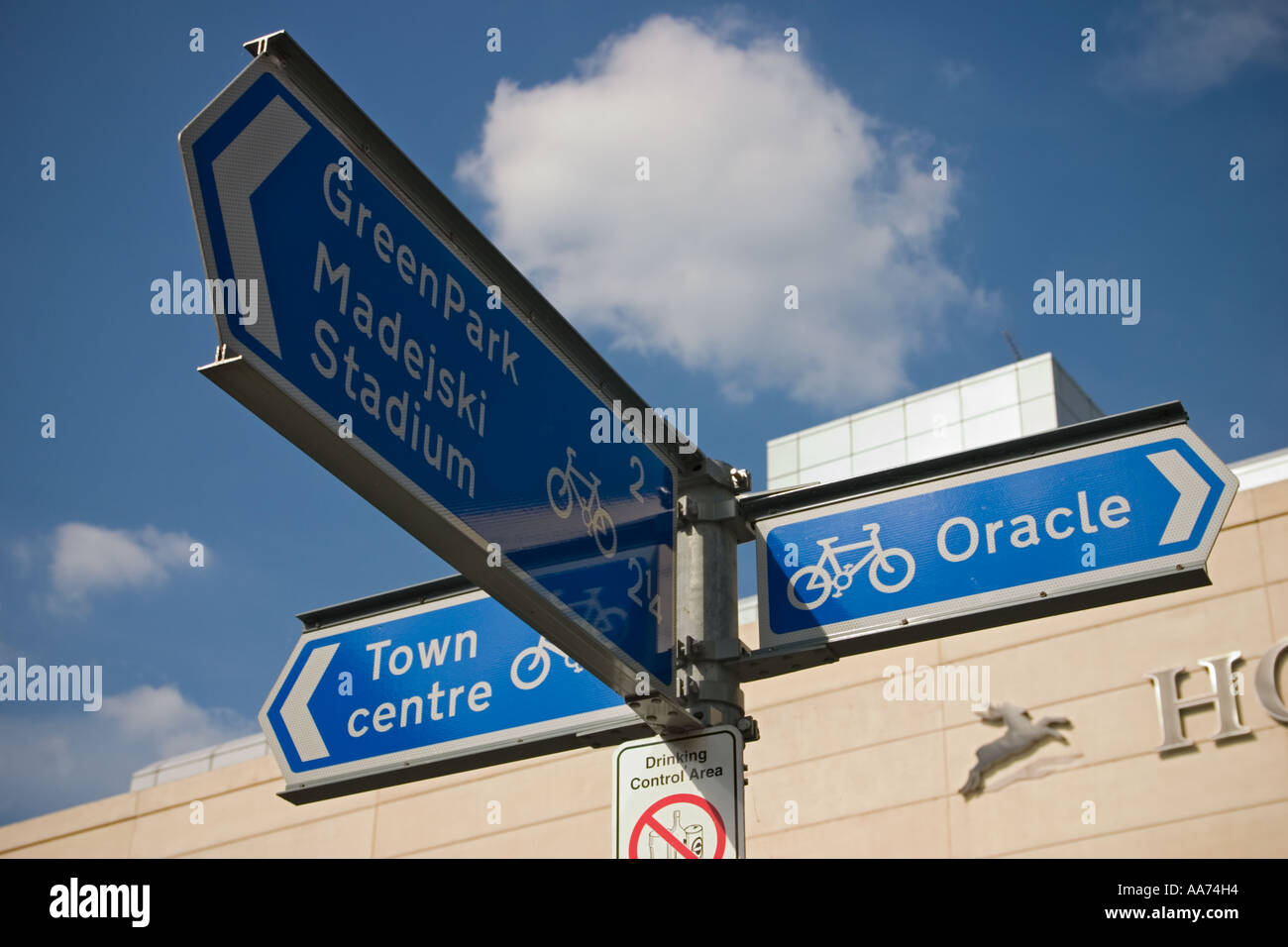 3 Way Cycle Route Directional Sign Stock Photo - Alamy