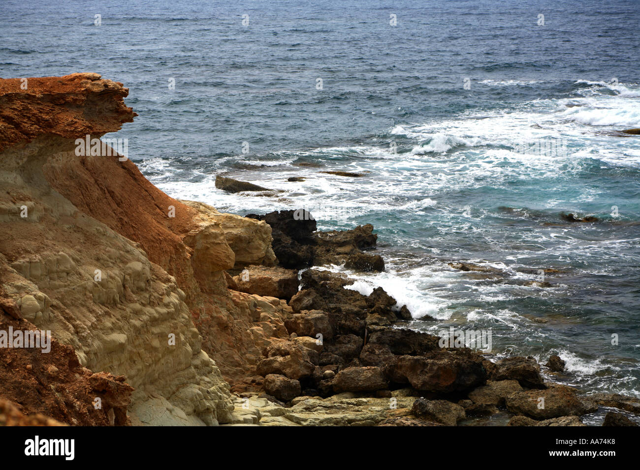 Sea Cliffs and Surf at Sea Caves View Western Cyprus 1 Stock Photo - Alamy