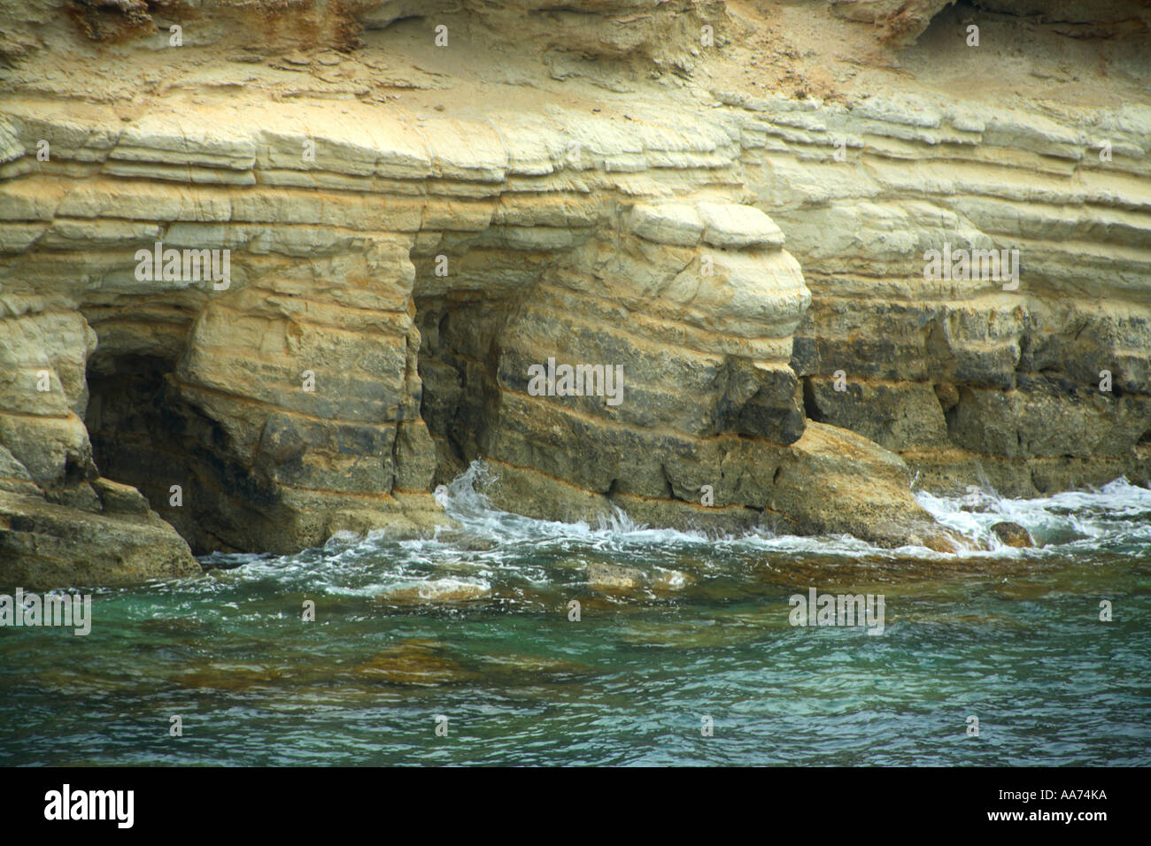 Surf and Cliff base at Sea Caves View Western Cyprus 2 Stock Photo - Alamy