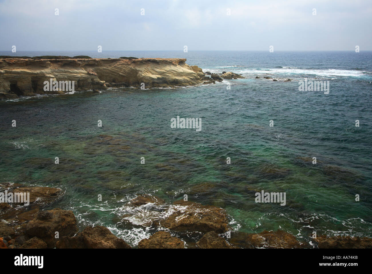 Sea Cliffs and Surf at Sea Caves View Western Cyprus 2 Stock Photo - Alamy