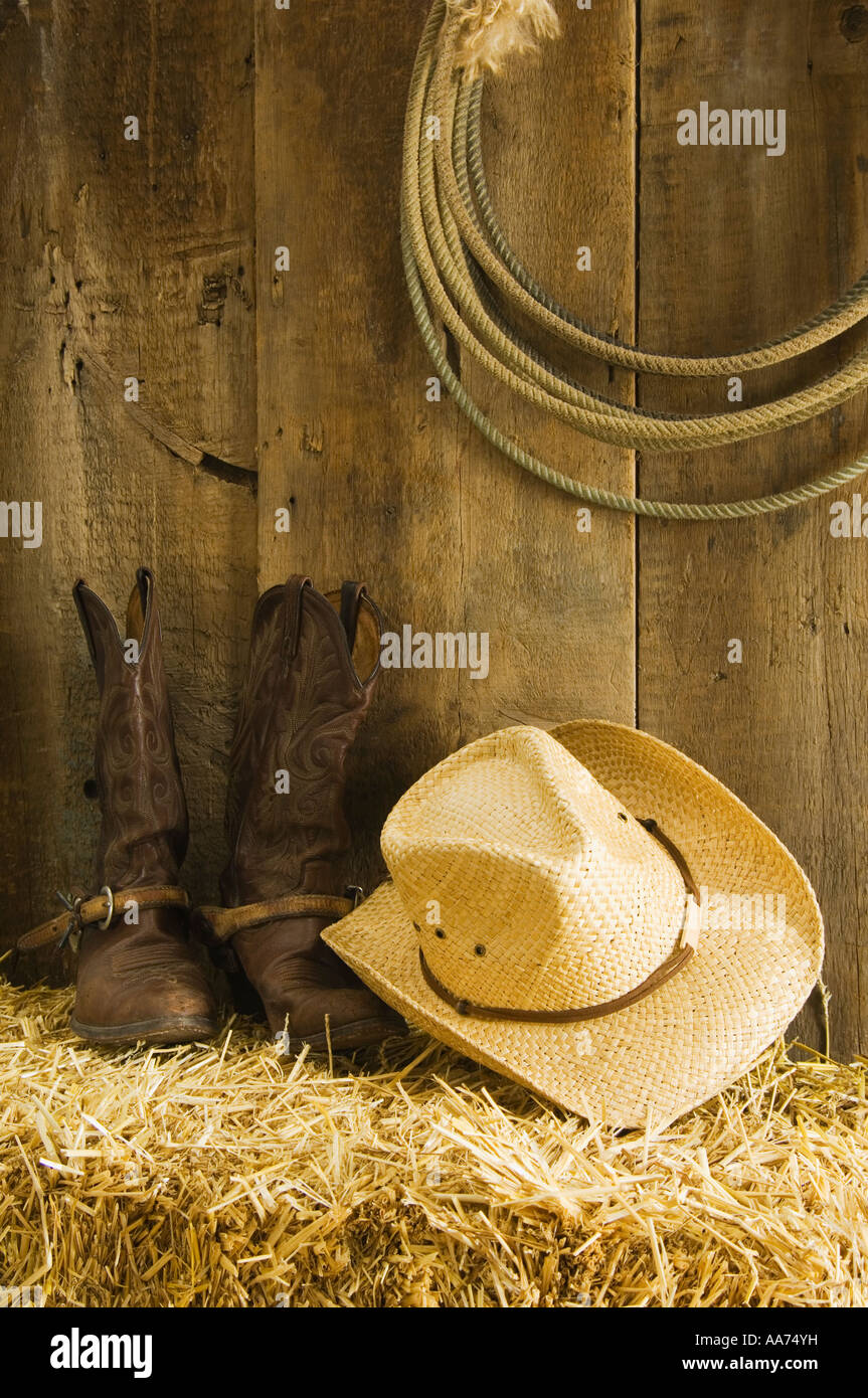 Cowboy Hat And Boots And Rope