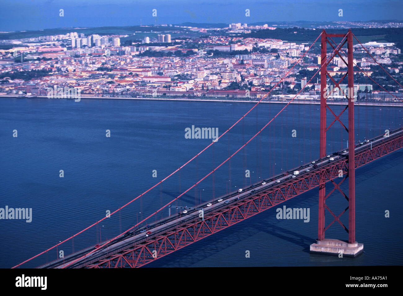 Portugal Lisboa Lisbon Lissabon bridge of the 25 april crossing Rio ...
