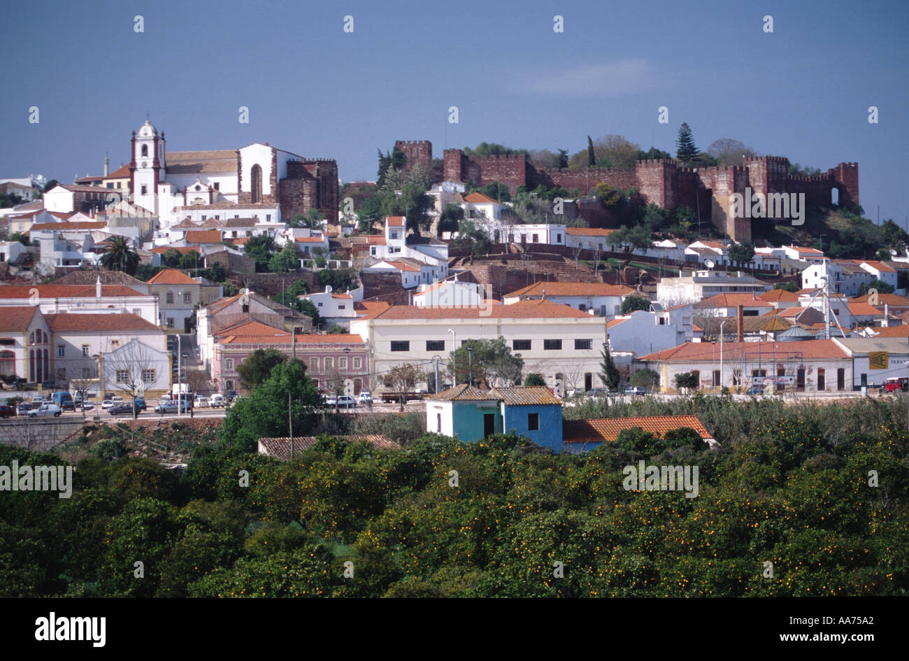 Portugal city of Silves Algarve castel and cathedral Stock Photo - Alamy
