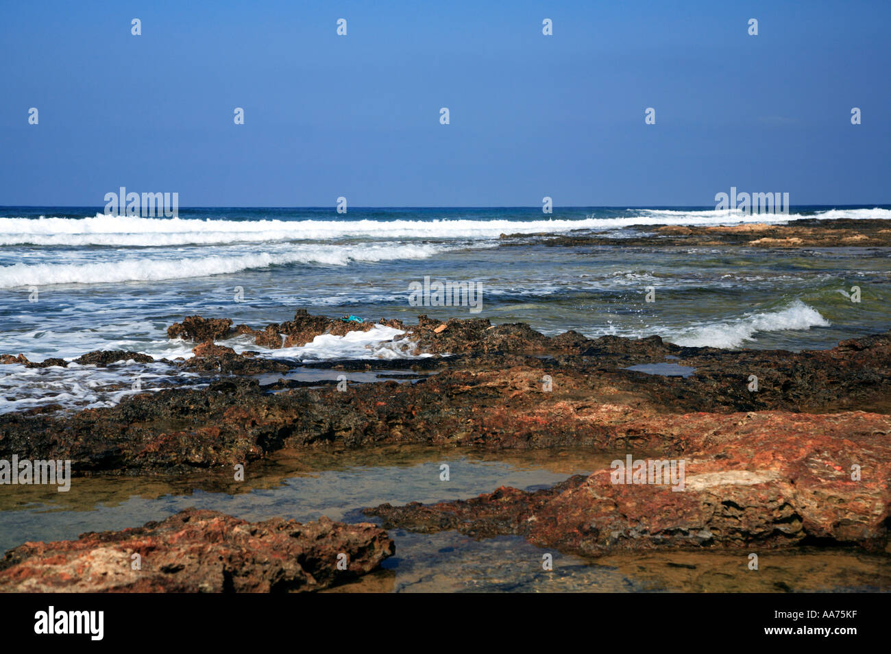 Golden sandy beach beautiful blue sky and deep blue sea hi-res stock ...