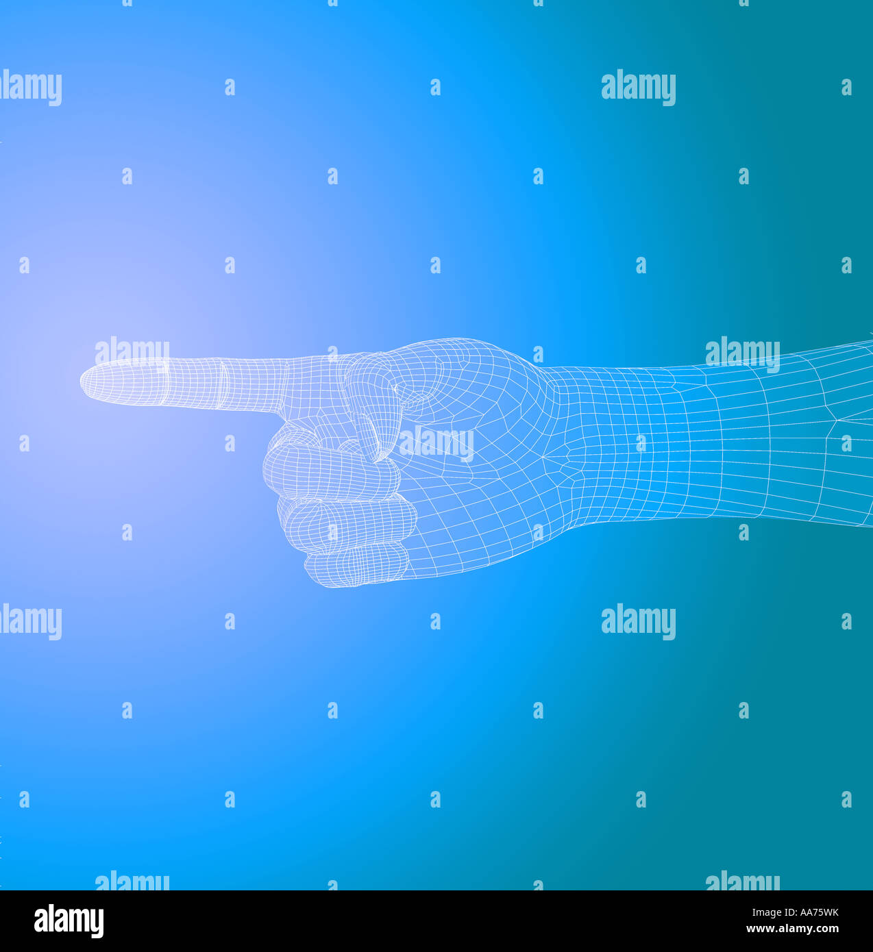 Wireframe hand pointing Stock Photo - Alamy