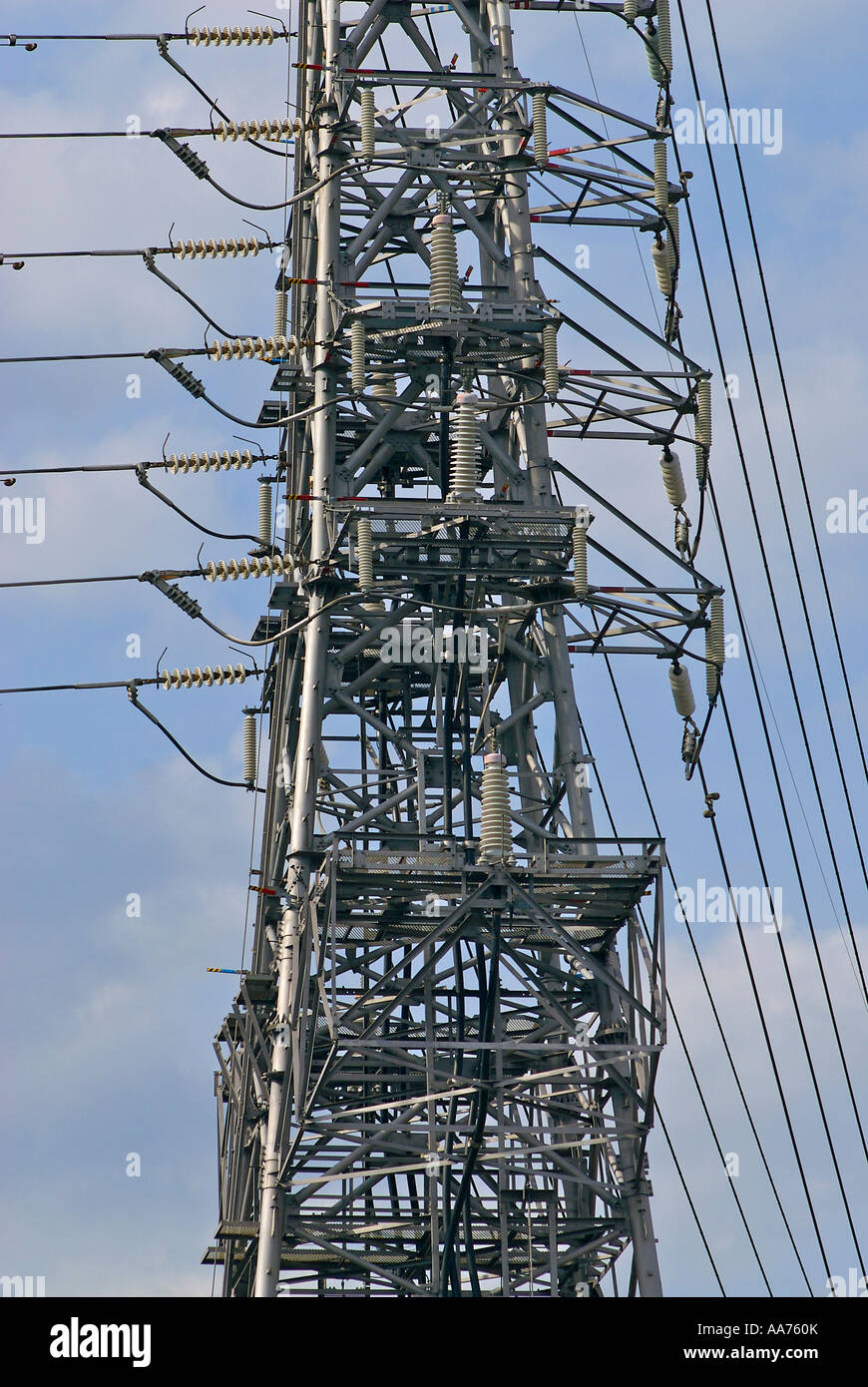 Electricity Pylon with overhead cables Stock Photo - Alamy