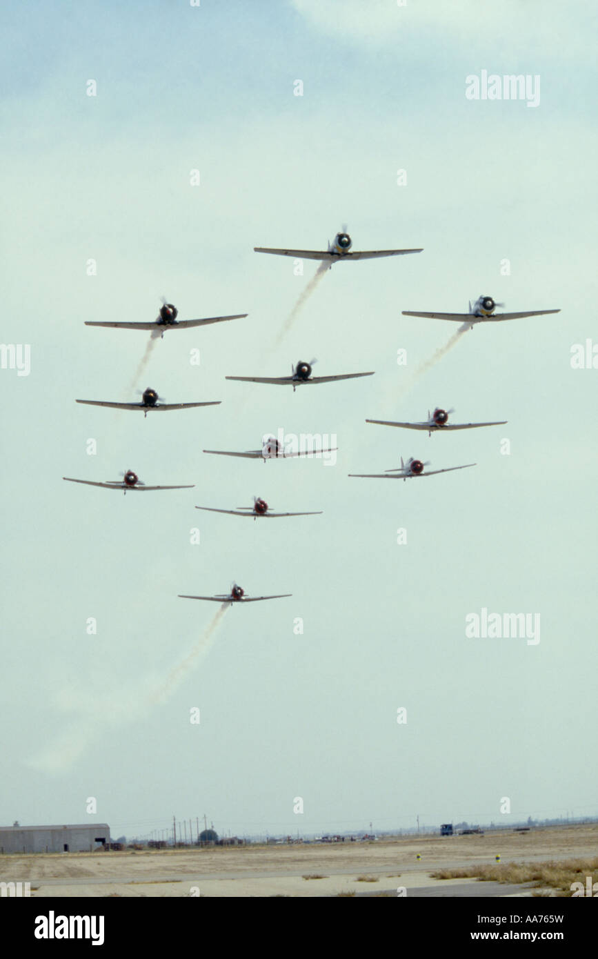 Photo of North American AT 6 Fighter Trainer WW2 airplanes in Flight ...