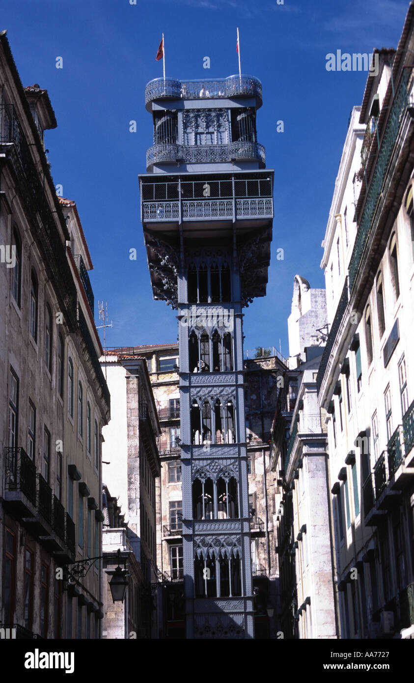 Portugal Lissabon Lisboa Lisbon elevator the elevador de Santa Just at ...