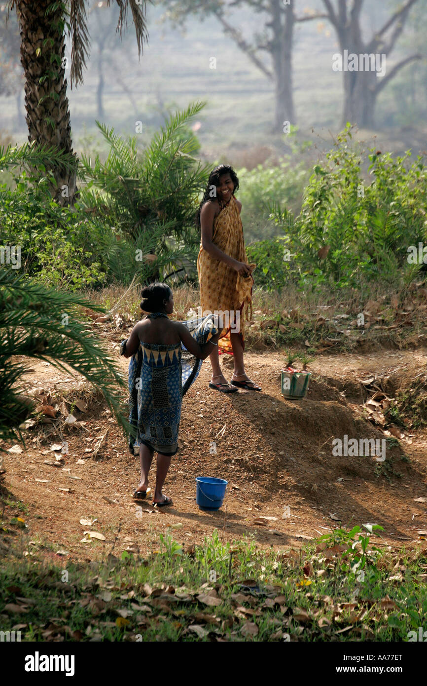 Village Women Bathing In Pond