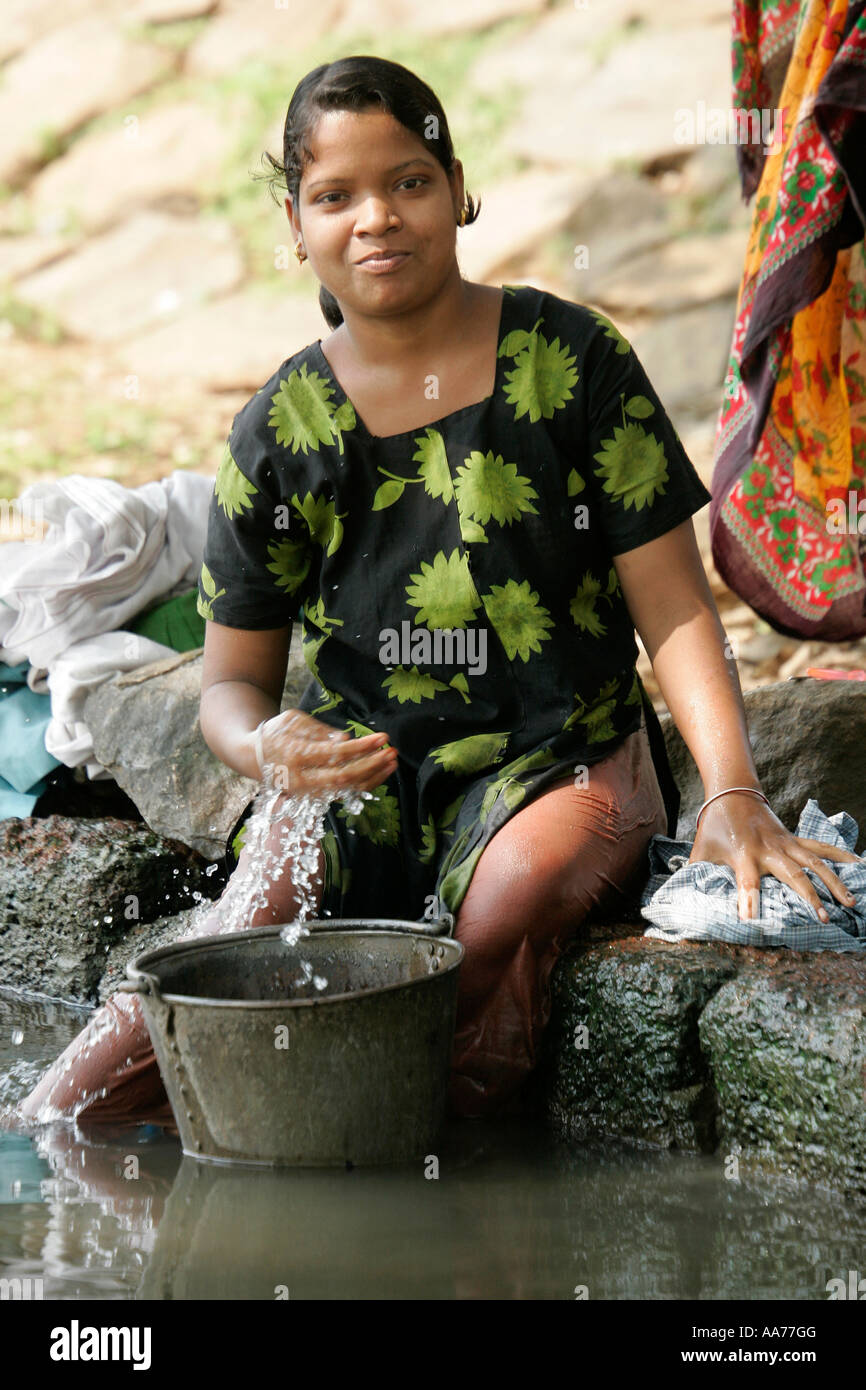 Indian Village Girls Bathing