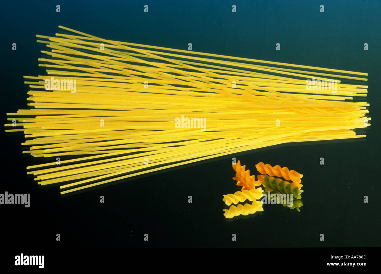 Noodles pasta spaghetti and some colored pasta Stock Photo - Alamy