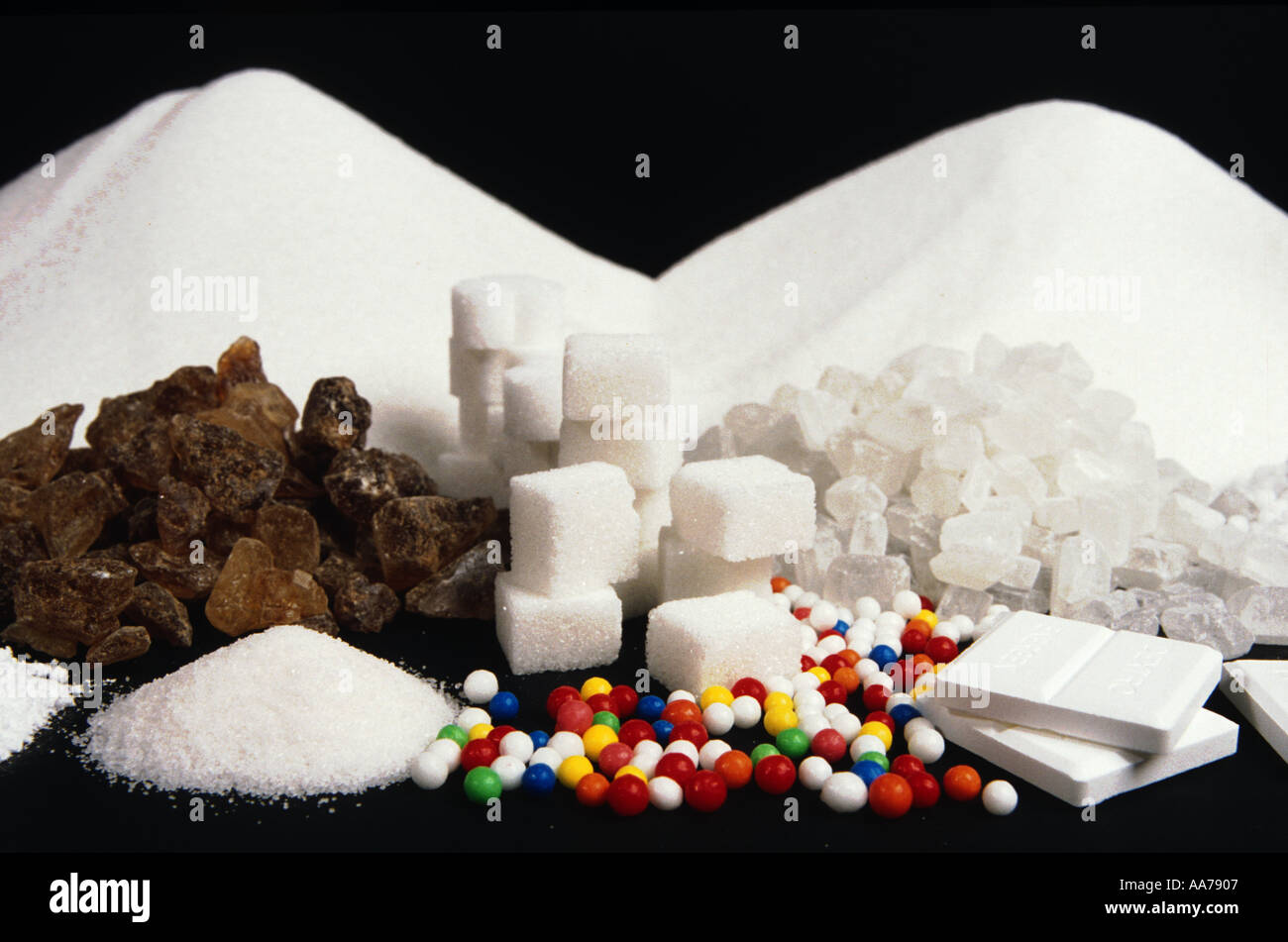 Sugar various kinds of sweet sweetener Stock Photo - Alamy