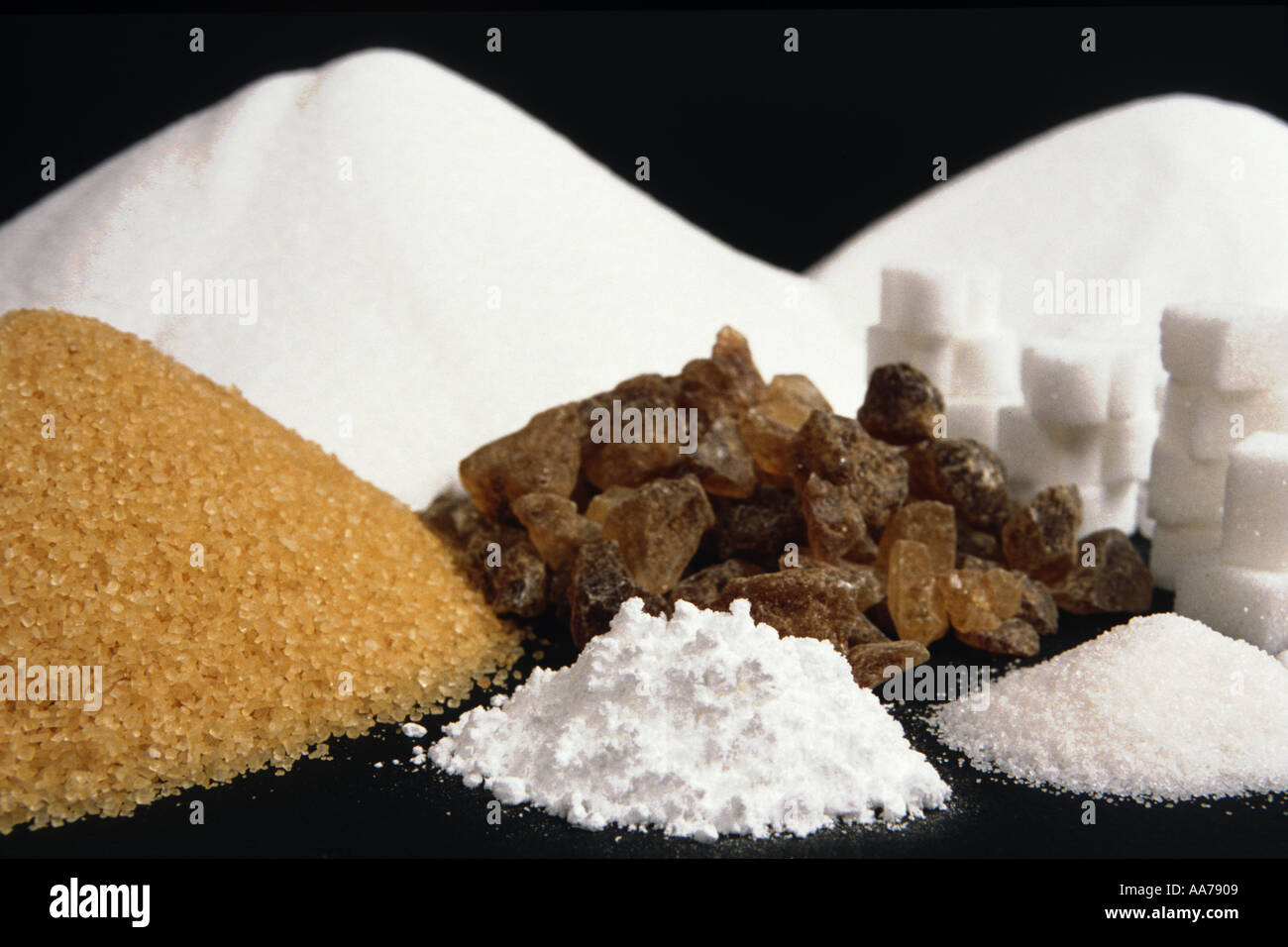 Sugar various kinds of sweet sweetener Stock Photo - Alamy