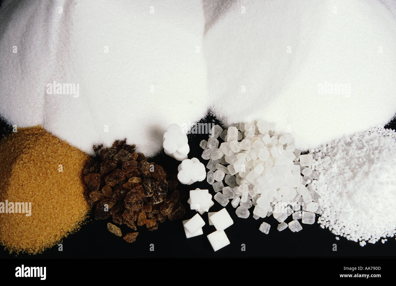 Sugar various kinds of sweet sweetener Stock Photo - Alamy