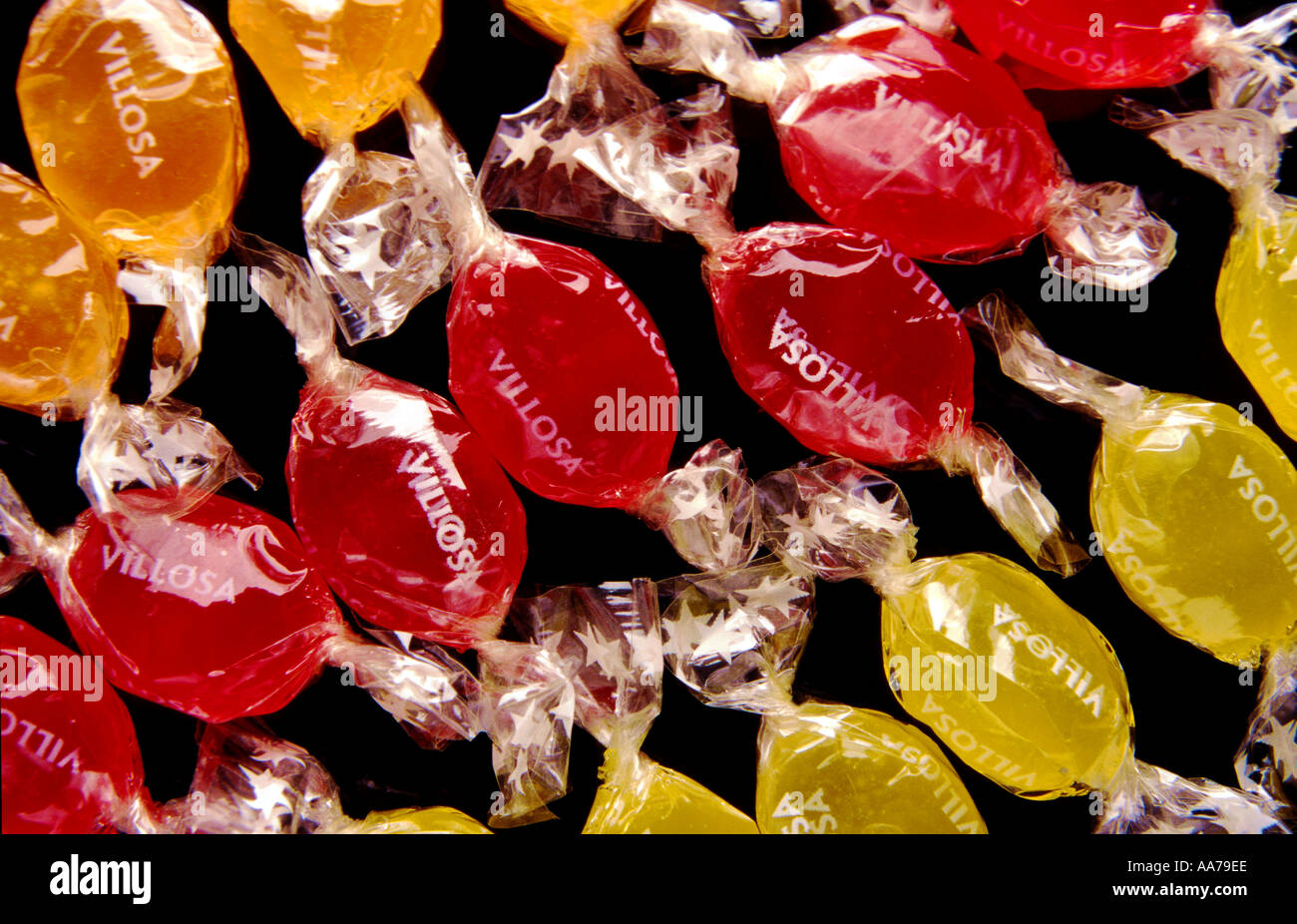 sweets candy candys red orange yellow bonbon bonbons Stock Photo - Alamy