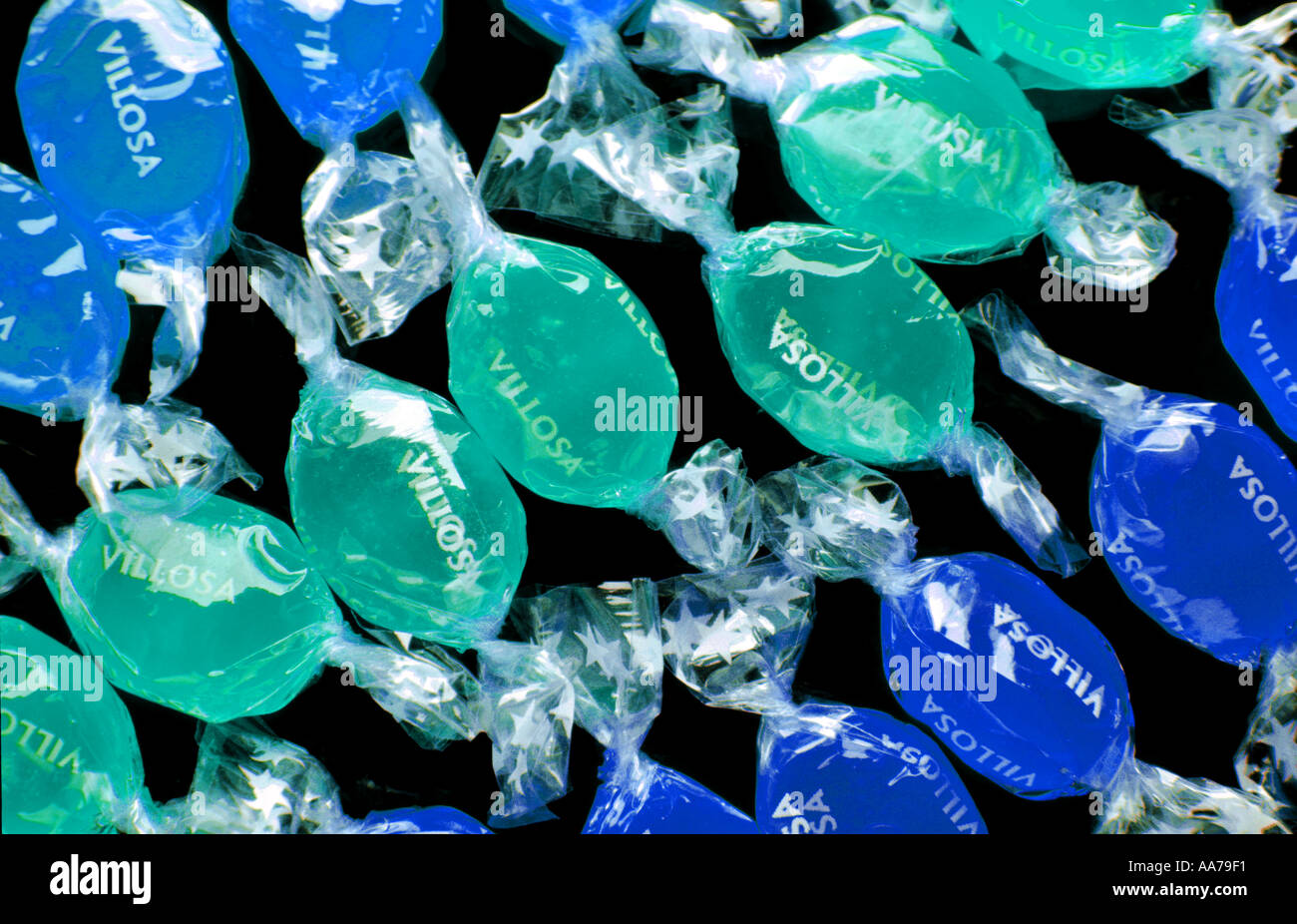 sweets candy candys blue bonbon bonbons Stock Photo - Alamy