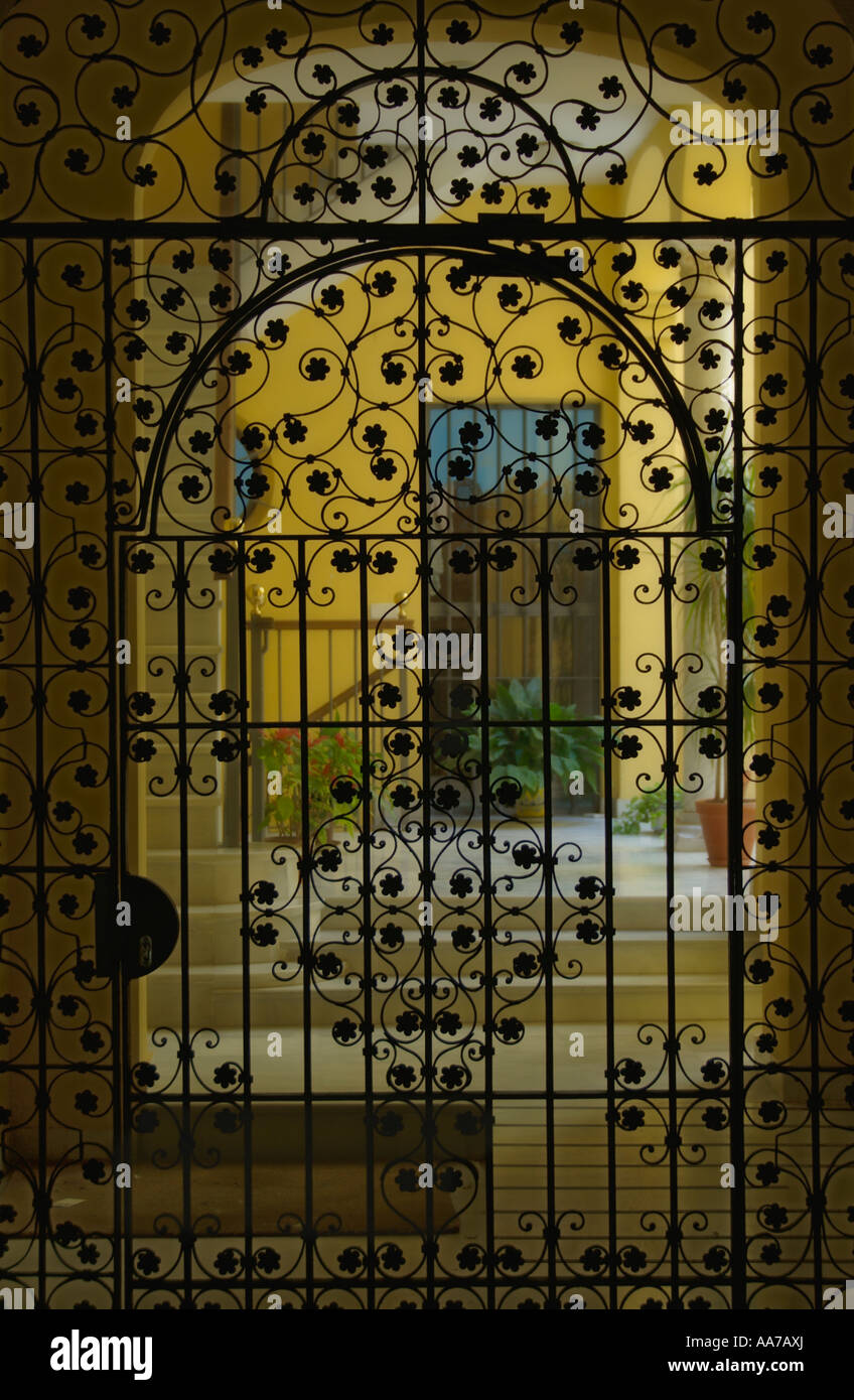 Typical courtyard wrought iron screen, Seville Stock Photo - Alamy