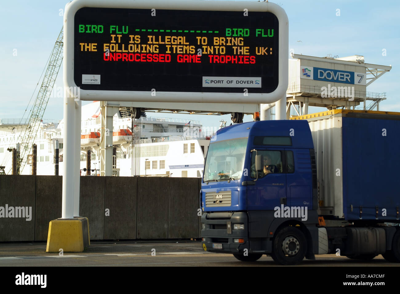 Dover ferry port. Lorry disembarking from cross channel ferry Stock ...