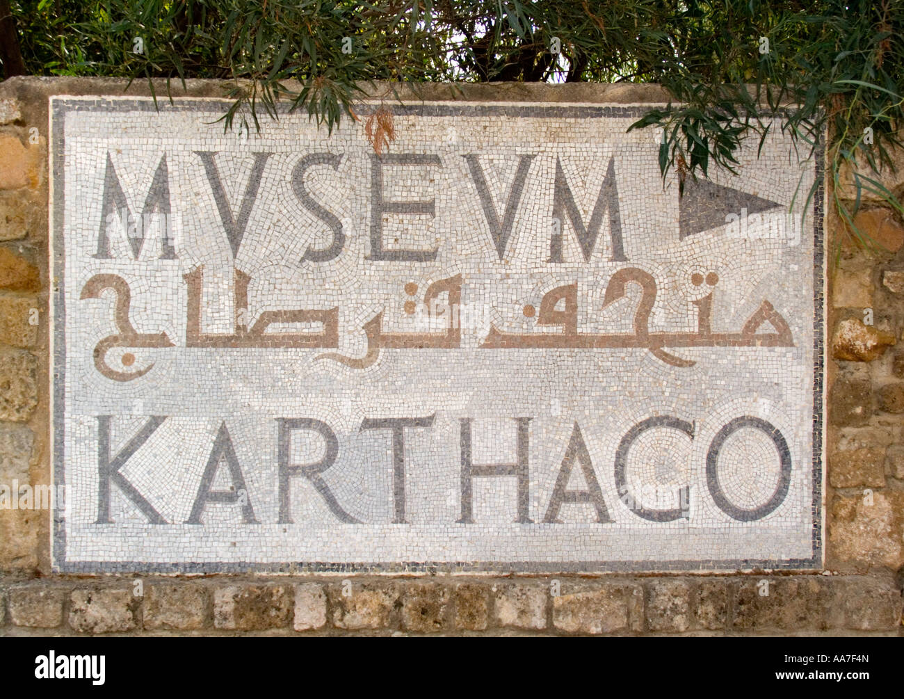 Mosaic sign for Carthage Museum Byrsa Hill Tunisia Stock Photo - Alamy