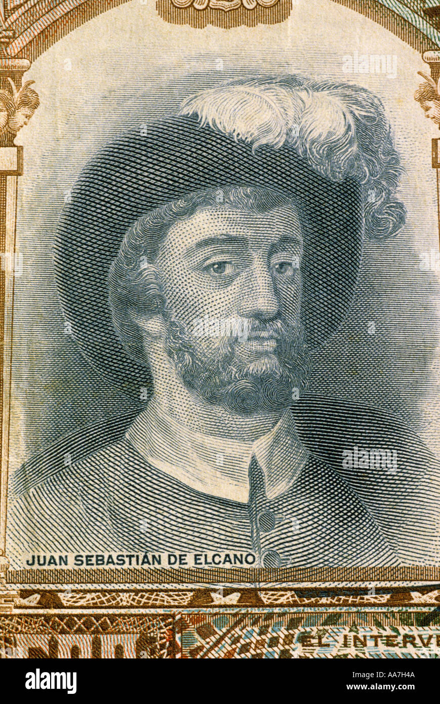 Spanish navigator Juan Sebastian Elcano 1486 1526 Engraving in a 1931 ...