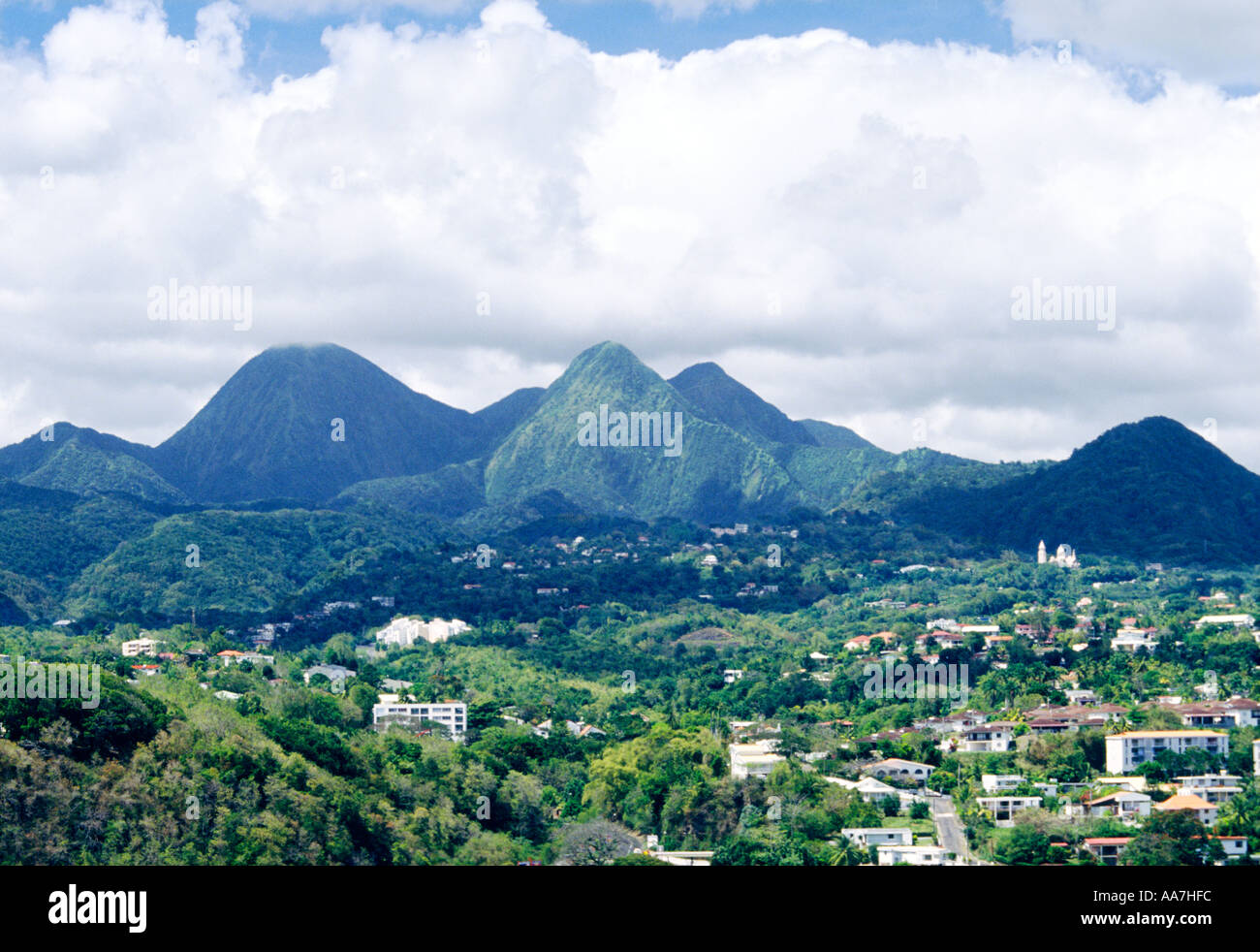 Martinique. North from the city of Fort-de-France toward the central ...