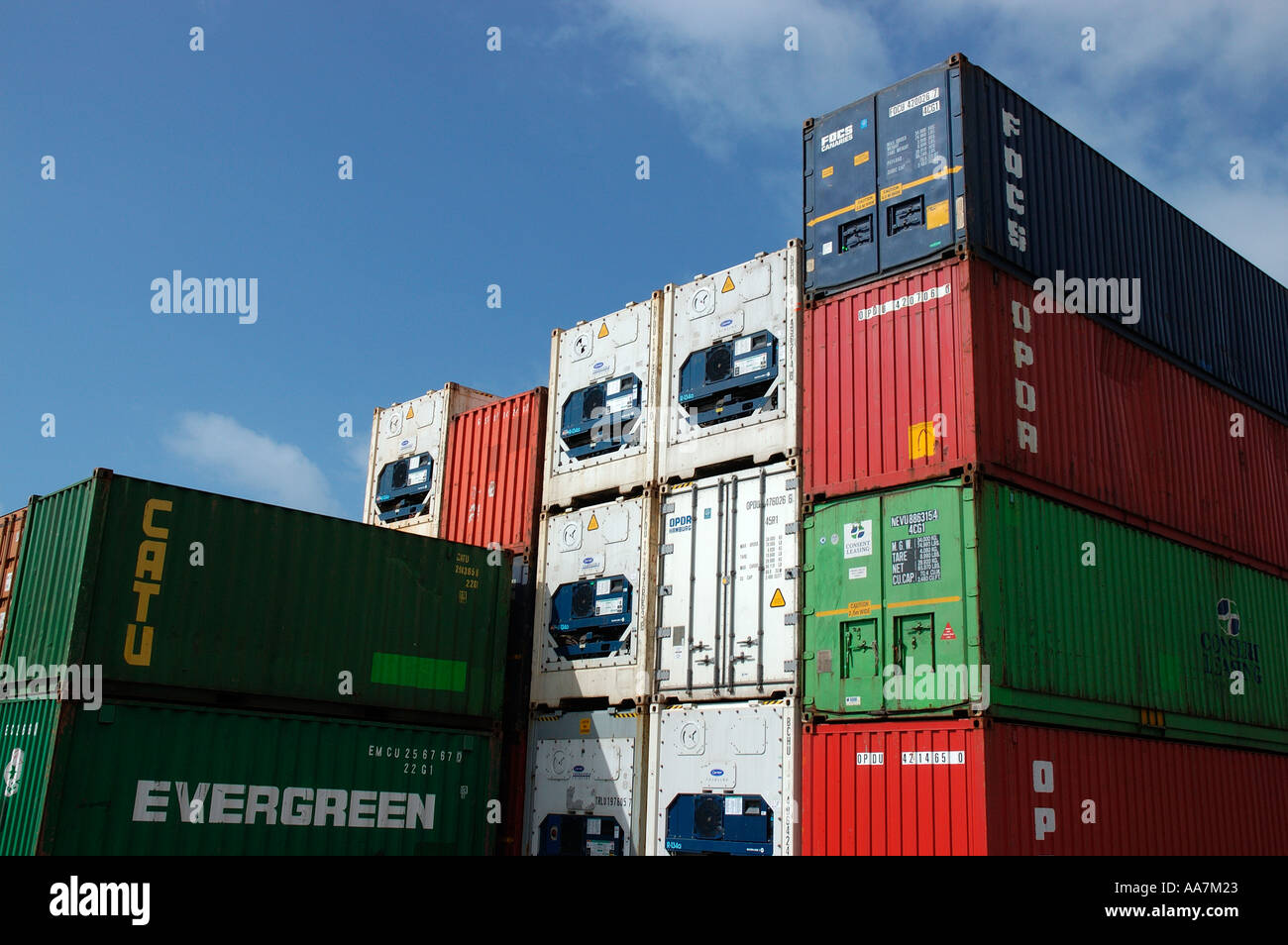 Close up of Sea going freight cargo container containers Madeira ...