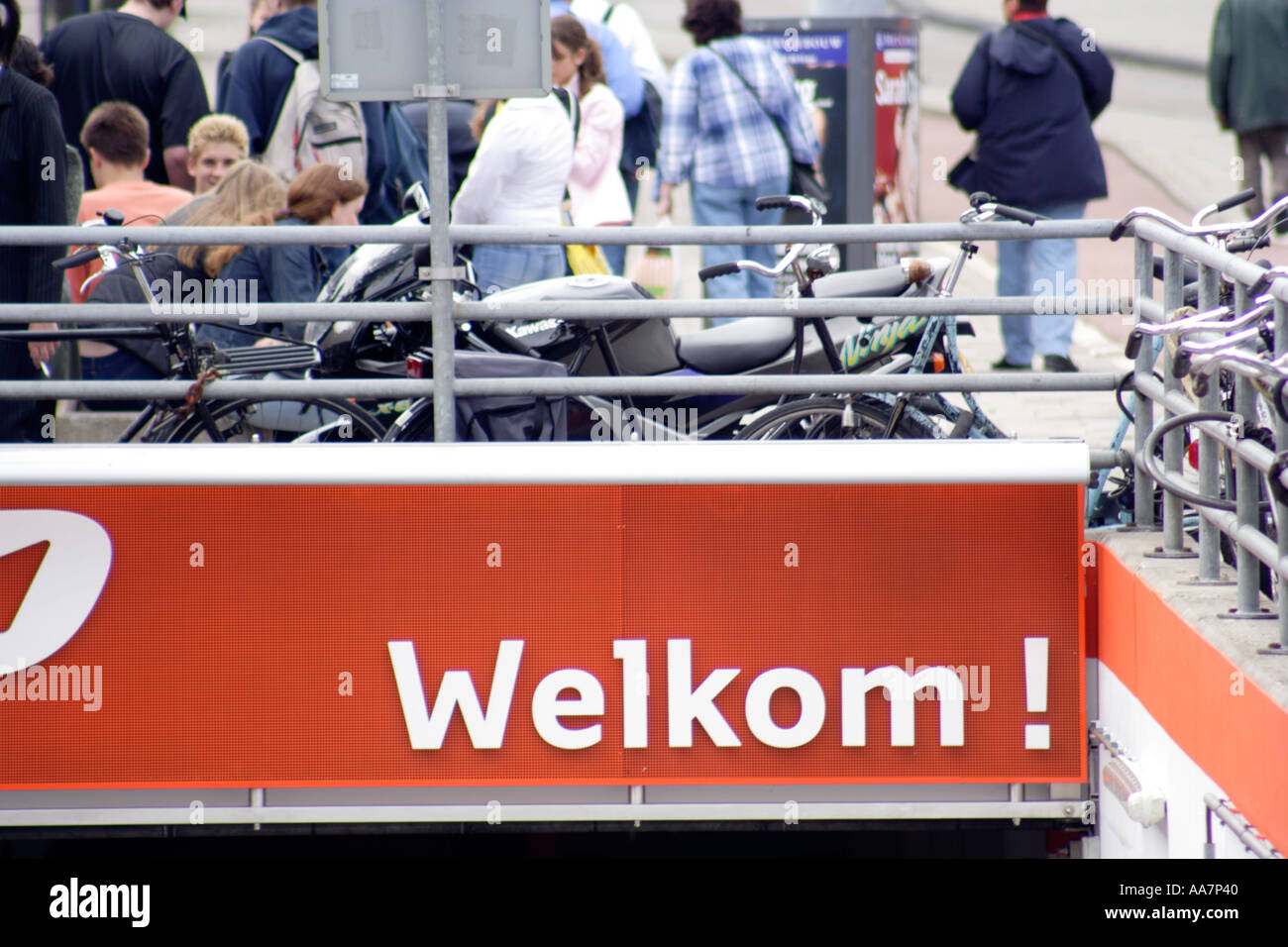 Welcome sign near Centraal Station Amsterdam Holland Stock Photo - Alamy