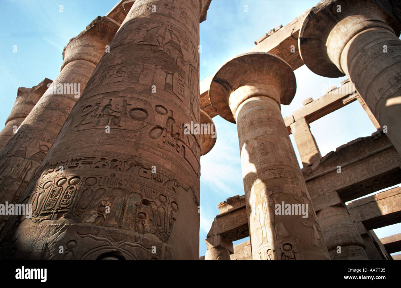 Massive ancient columns in the Great Hypostyle Hall the Temple of ...