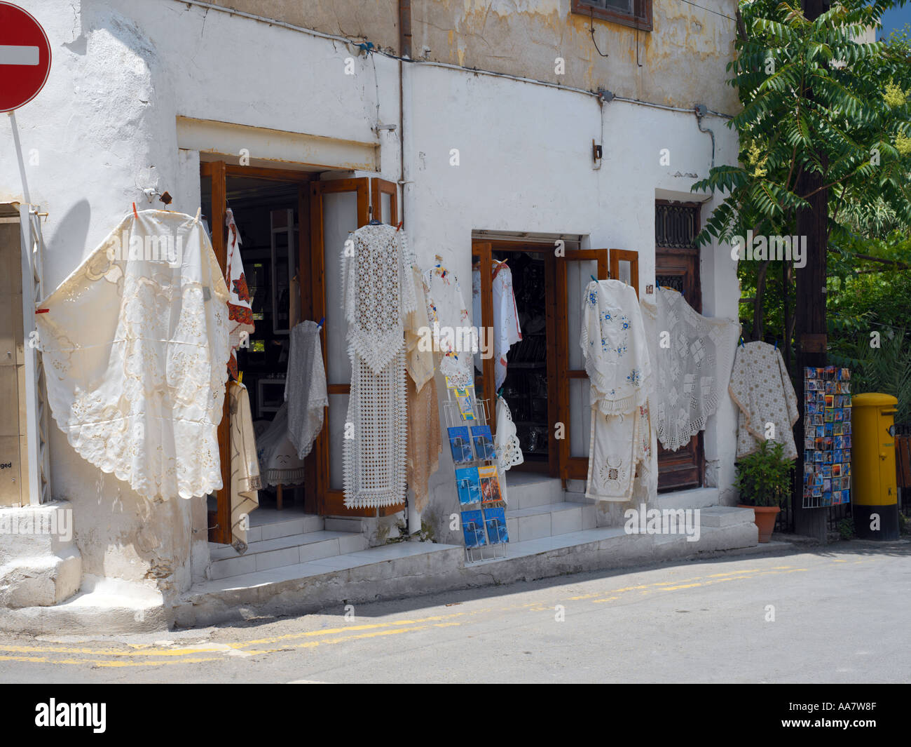 Lefkara Cyprus Lace Shops Stock Photo - Alamy