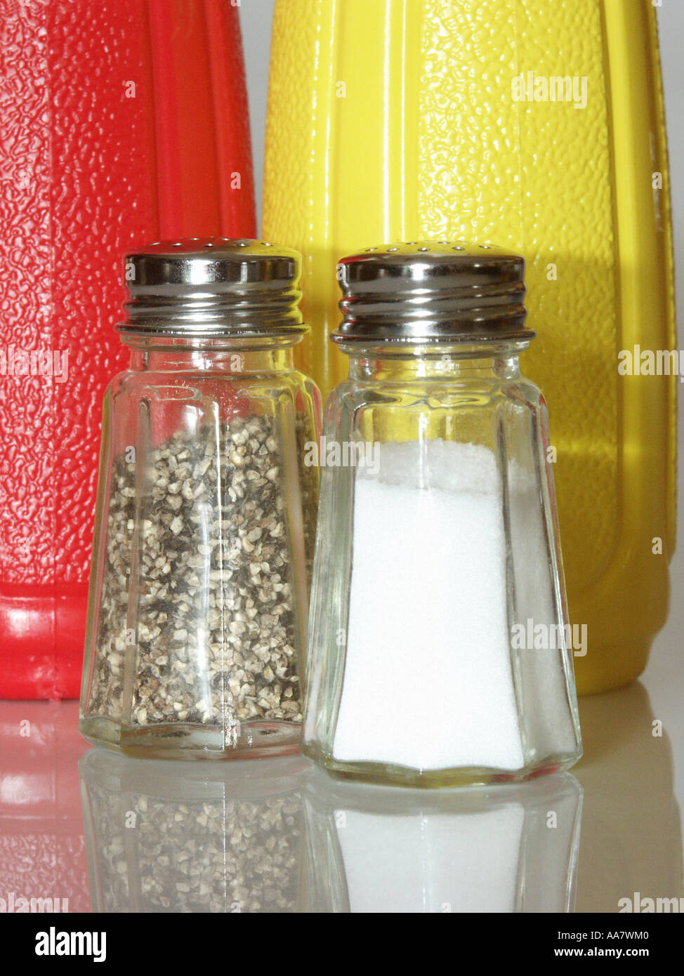 Condiments in a diner Stock Photo - Alamy