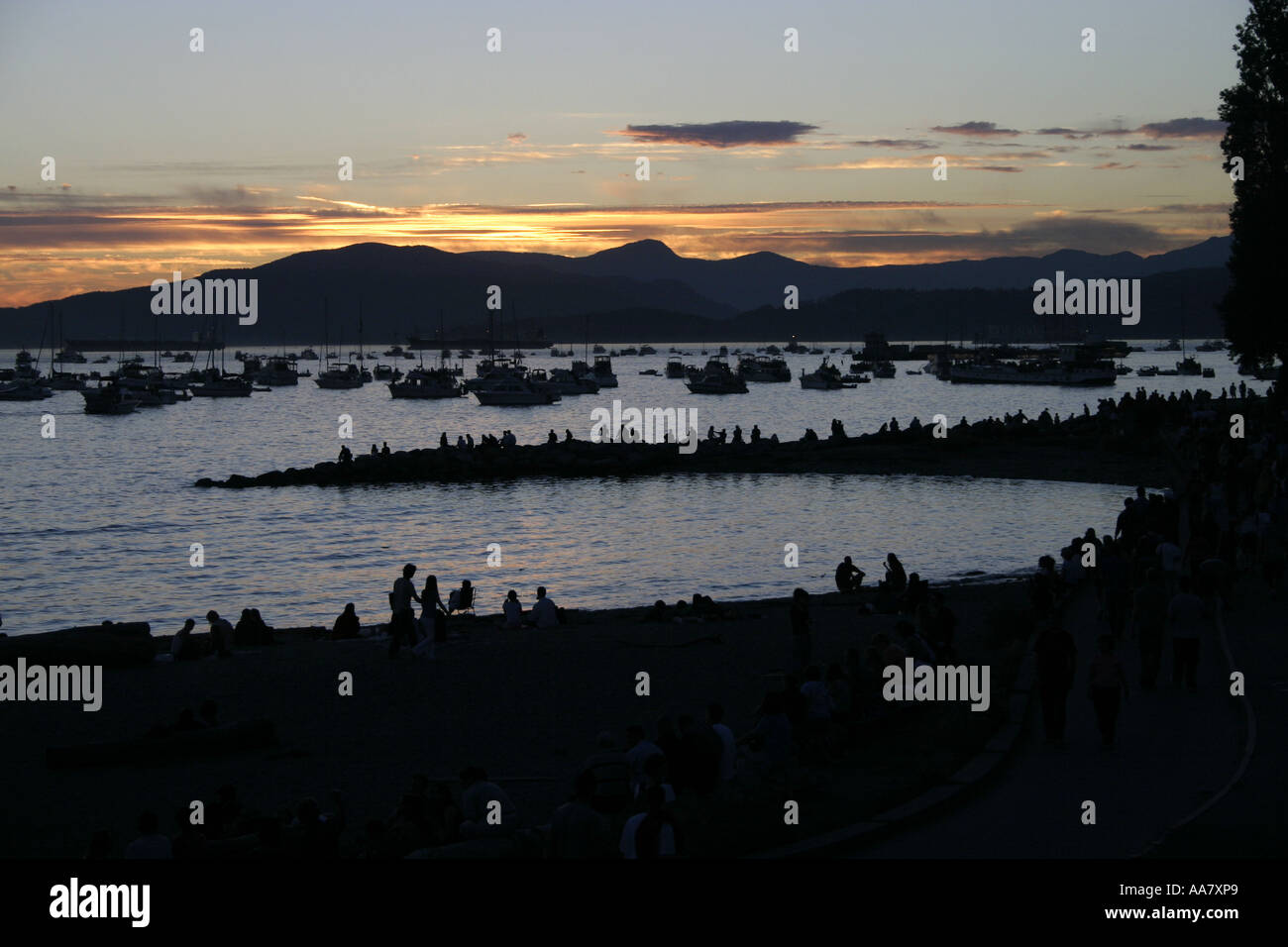 English Bay at sunset in of Vancouver, BC Stock Photo - Alamy