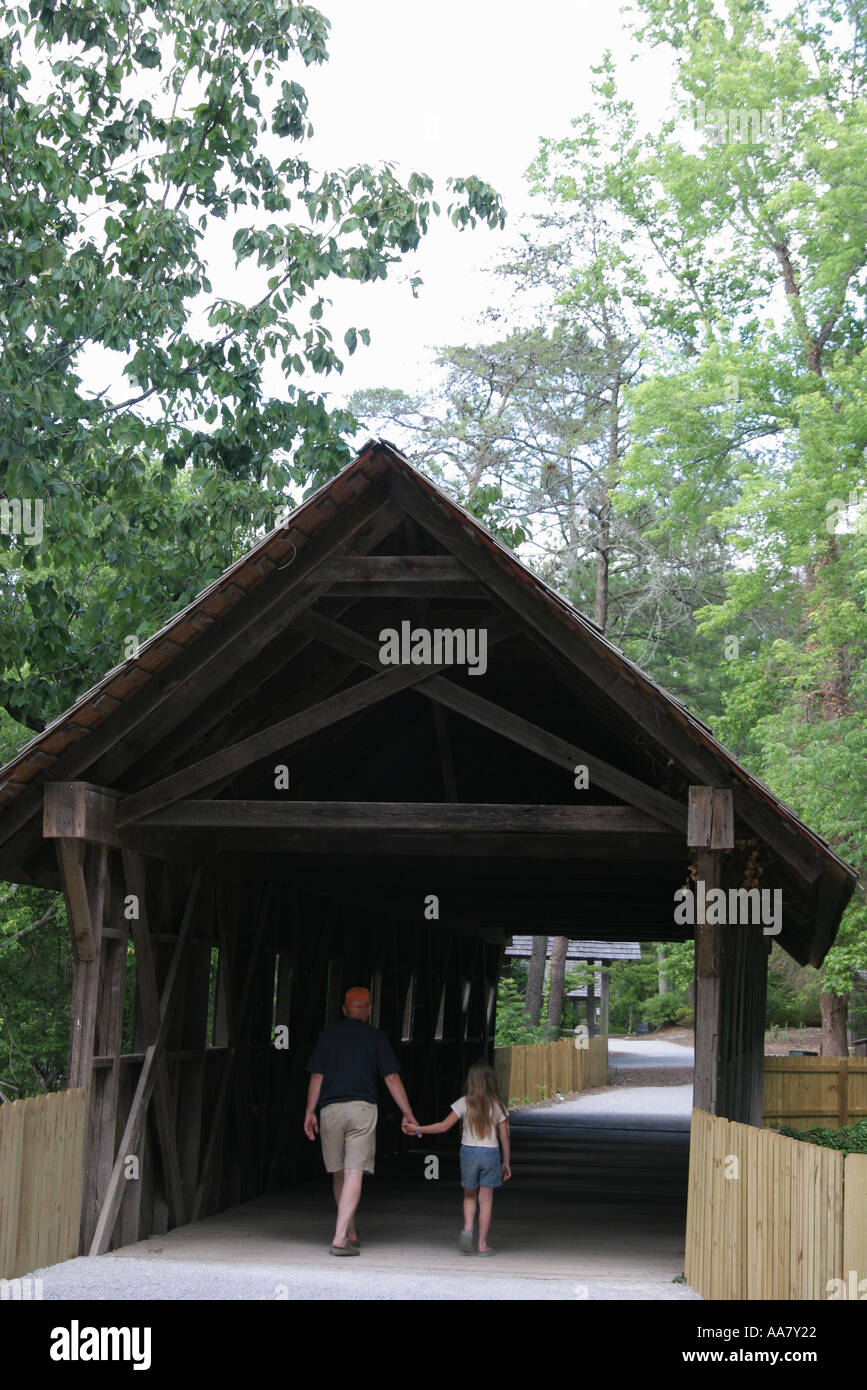 Alabama Gadsden,Noccalula Falls Park and Campground,covered bridge,visitors travel traveling ...