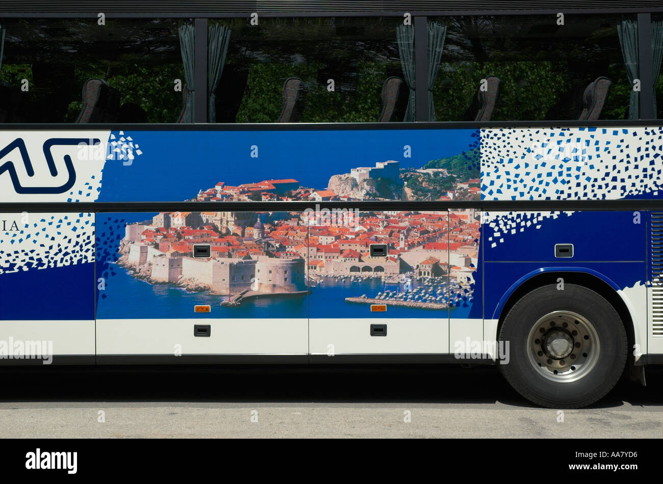 Croatia tourist bus with picture of Dubrovnik old city on the side ...