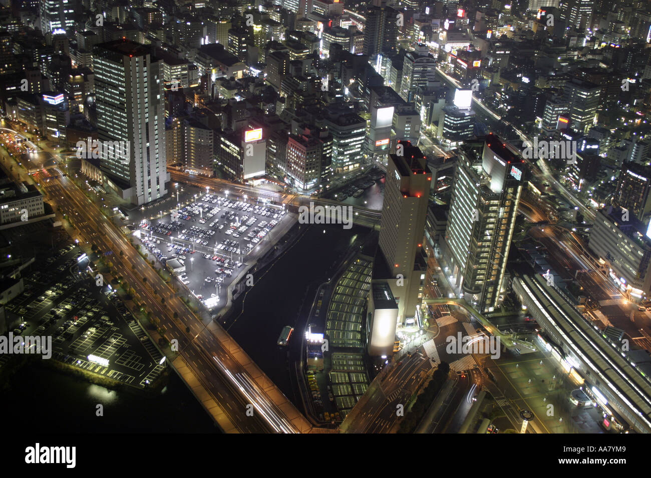 view from the Landmark Tower at night in Yokohama, Japan Stock Photo ...