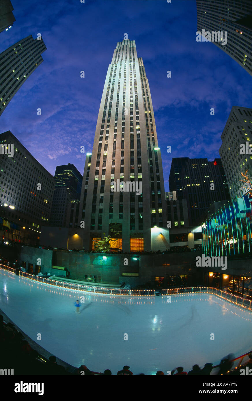 the ice skating rink at the Rockefeller Centre Manhattan New York City ...
