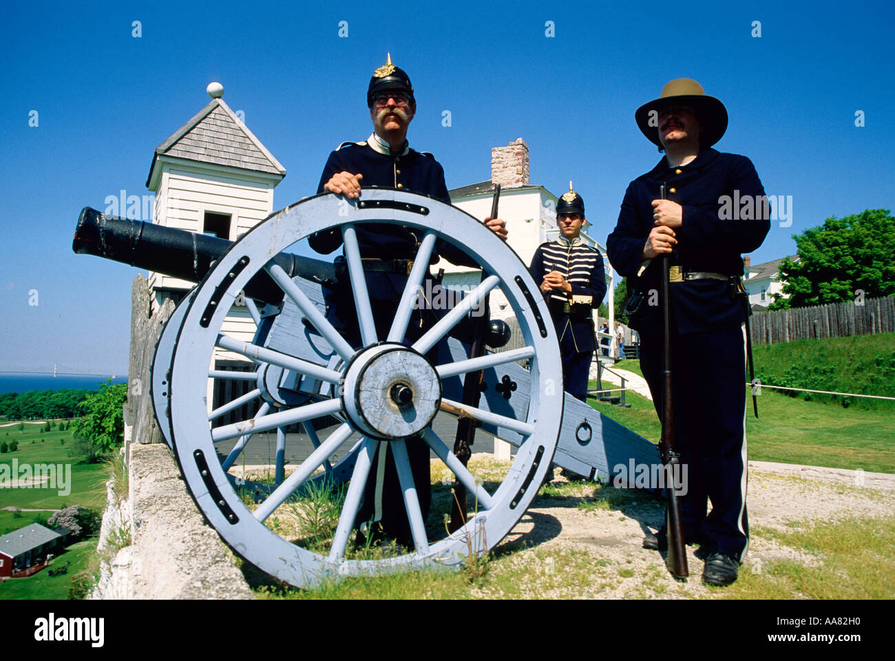 Mackinac Island Michigan 1880 s uniformed soldiers guarding Fort ...