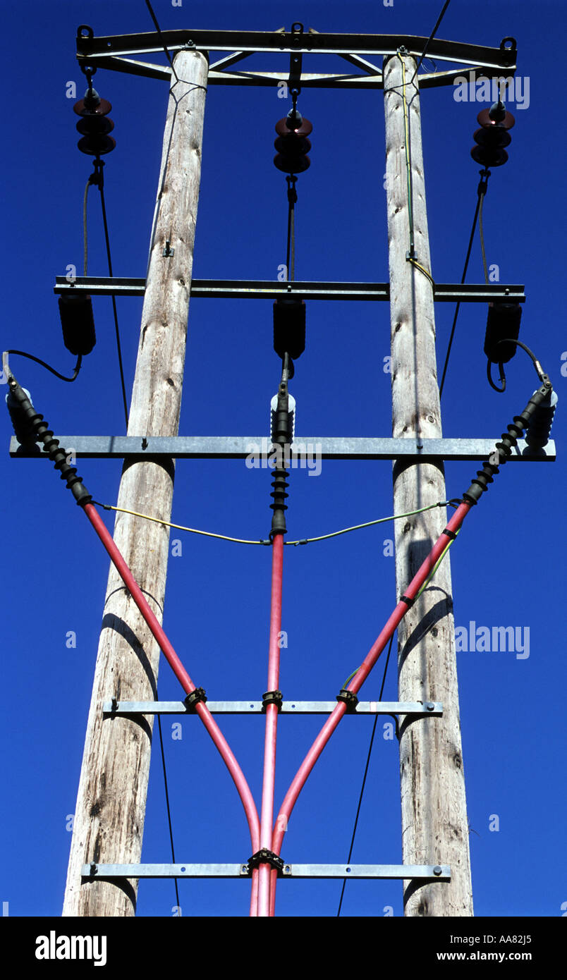 National Grid electricity cables supplying power in rural Suffolk, UK ...