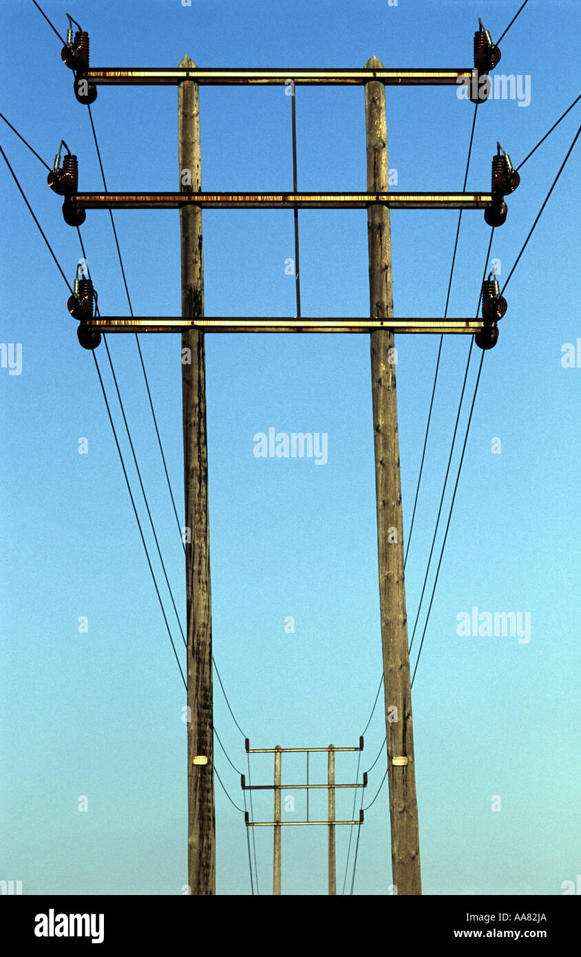 National Grid high-voltage electricity cables supplying power in rural ...