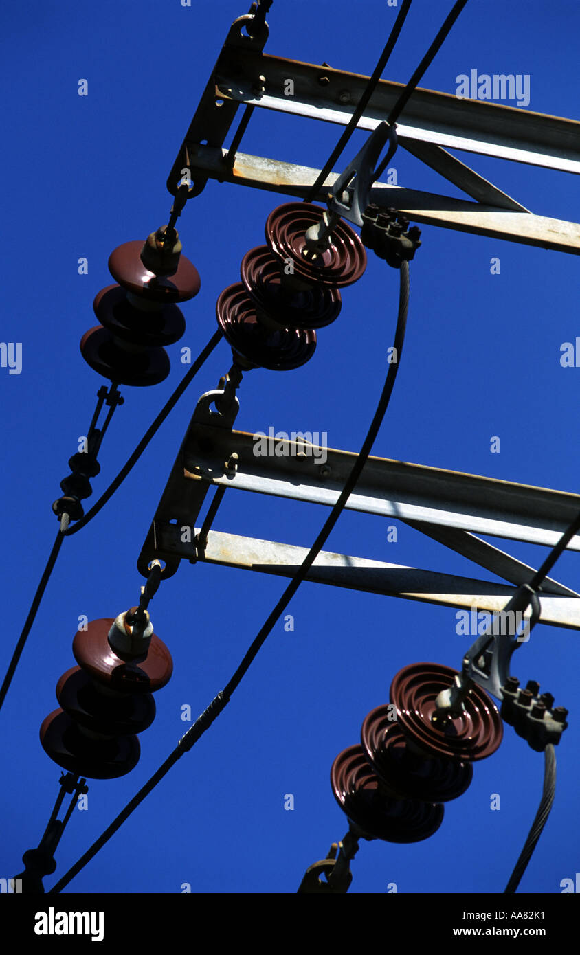 Ceramic insulators on high voltage electricity cables, Felixstowe ...