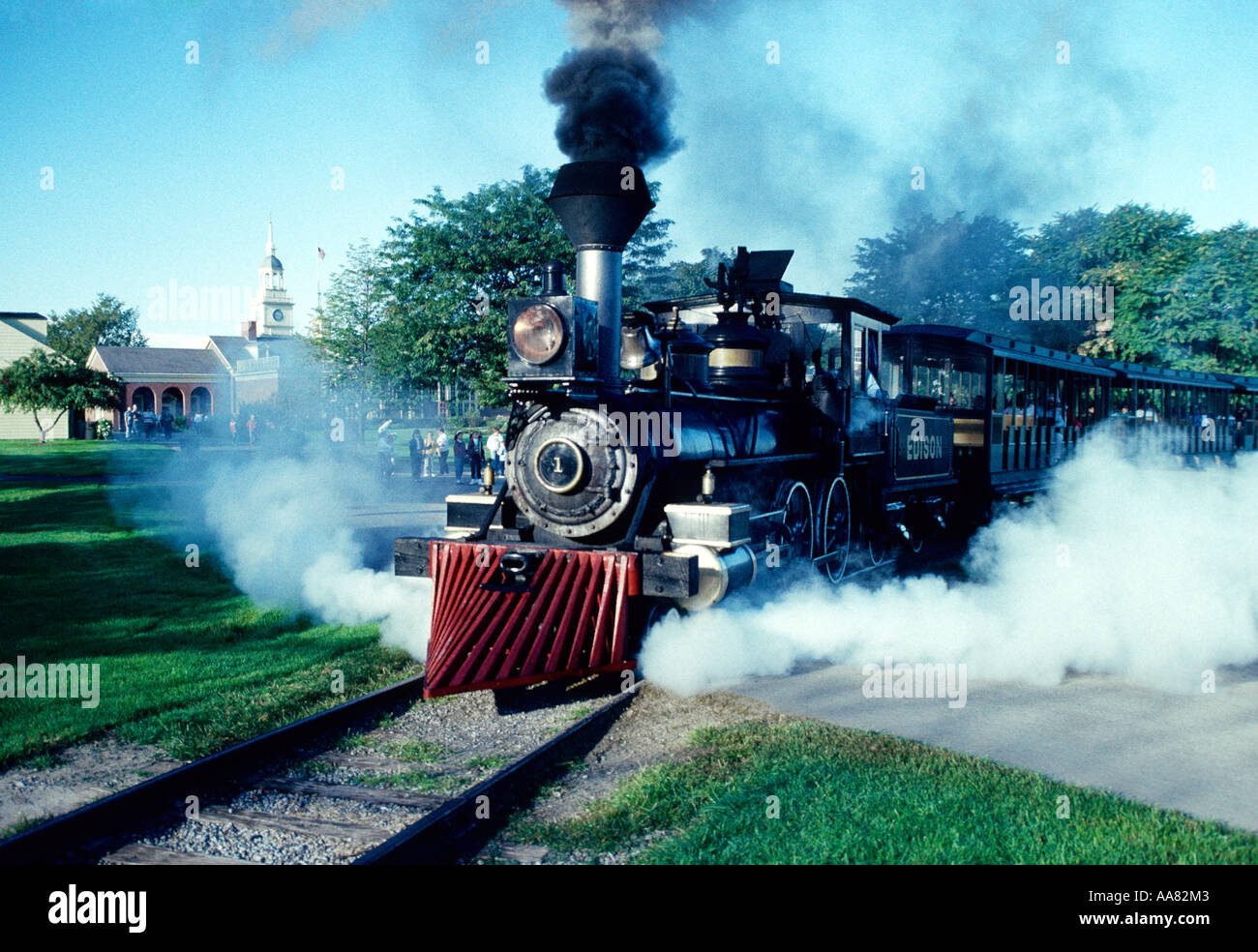 Edison railroad steam locomotive at The Henry Ford Greenfield Village ...