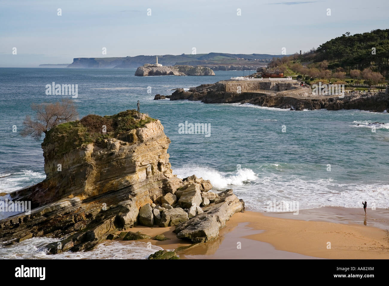 beach of the camel island of mouro and bay of Santander cantabria Spain ...