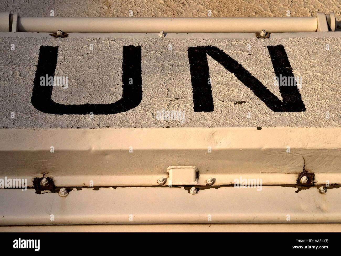 UN logo on side of military vehicle at Moose Jaw Armories in scenic ...