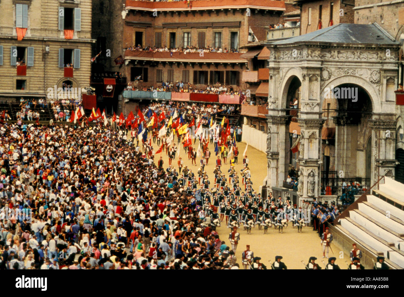 Flag Bearers and Trumpets Palio Parade Siena Italy Stock Photo - Alamy