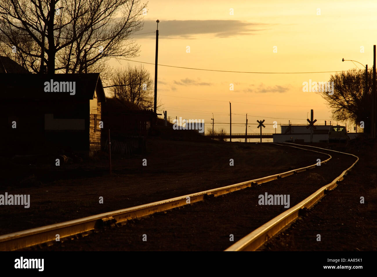 Railroad tracks going through Moose Jaw in scenic Saskatchewan Canada ...