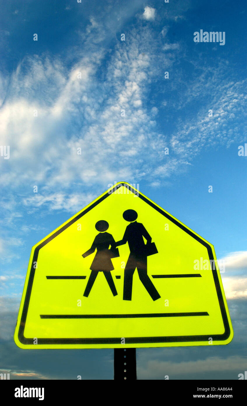 School Children Crossing Ahead Sign High Resolution Stock Photography ...